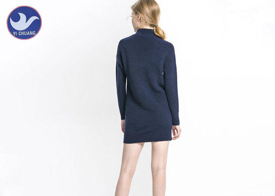 Chunky Womens High Neck Knitted Jumper Dress Ottoman Knitting Anti - Wrinkle