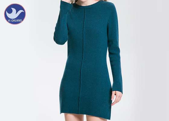 Acrylic Cotton Womens Knitted Dresses , Long Sleeve Knitted Jumper Dress Mini Casual Style