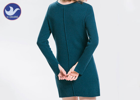 Acrylic Cotton Womens Knitted Dresses , Long Sleeve Knitted Jumper Dress Mini Casual Style