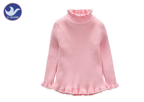 Ribs Knitting Cute Little Girl Sweaters Turtle Layer Ruffle Edges Winter Base Layer