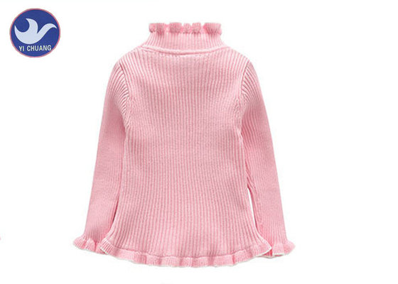 Ribs Knitting Cute Little Girl Sweaters Turtle Layer Ruffle Edges Winter Base Layer