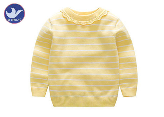Stripes Girls Pullover Sweaters Round Neck Cotton Long Sleeves Children Jumper