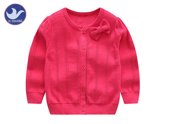 Vertical Pointelle Girls Shrug Cardigan , Cotton Pink Cardigan Sweater For Girls