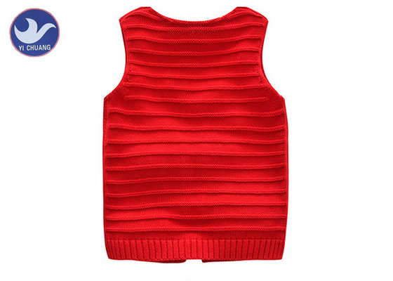 String Closure Girls Sleeveless Cardigan U Neck Front Pockets Knitted Vest