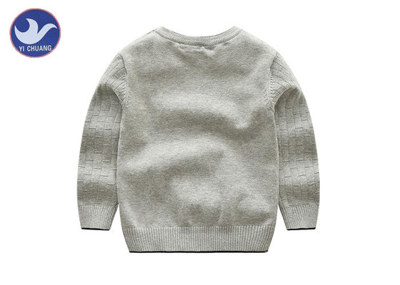 Bamboo Joint Boys Knit Pullover Sweater Round Neck Grey Color Customized Size
