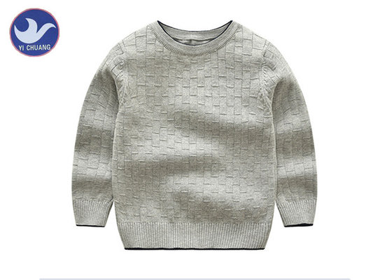 Bamboo Joint Boys Knit Pullover Sweater Round Neck Grey Color Customized Size