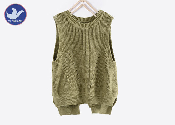 Cotton Girls Turquoise Sweater Sleevesless Vest Pointelle Back Open With Butterfly Knot