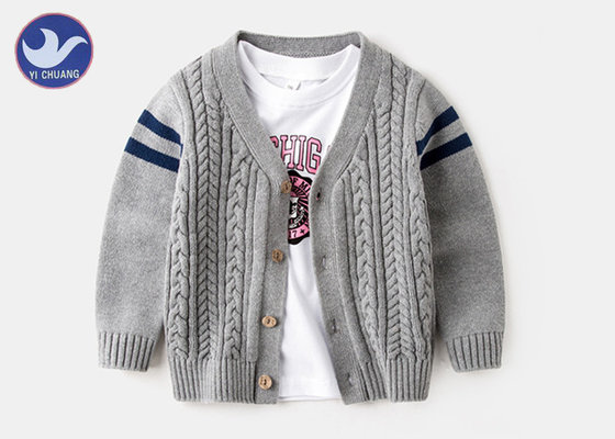 Preteens Boys Cable Knit Cardigan Striped Long Sleeves Buttons Closure