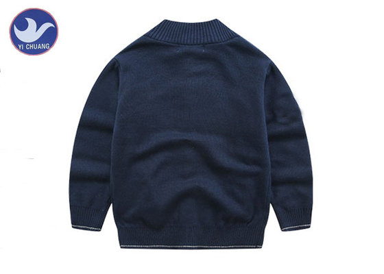 Turtle Neck Zipper Up Kids Cotton Sweater Coat , Side Pockets Children's Outwear