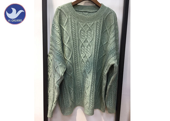 Korean Stylish Crew Neck Cable Knit Cardigan , Big Loose Winter Wool Jumpers