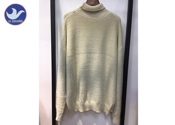 Turtle Neck Pearl Studs Womens Knit Pullover Sweater Long Sleeves High Collar