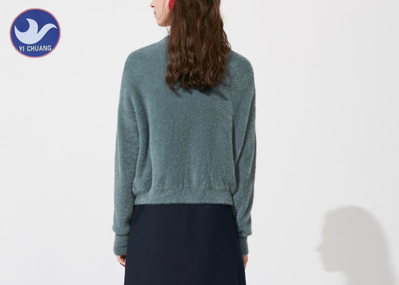100% Nylon Furry Womens Knit Pullover Sweater Drop Shoulder Jumper
