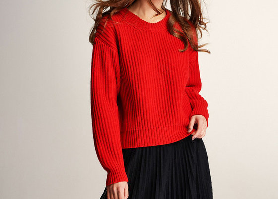 Lady Joyous Chinese Red Crew Neck Winter Jumper