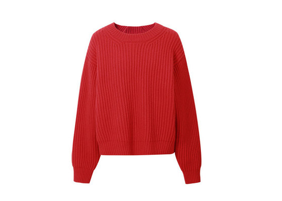Lady Joyous Chinese Red Crew Neck Winter Jumper