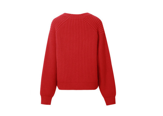 Lady Joyous Chinese Red Crew Neck Winter Jumper