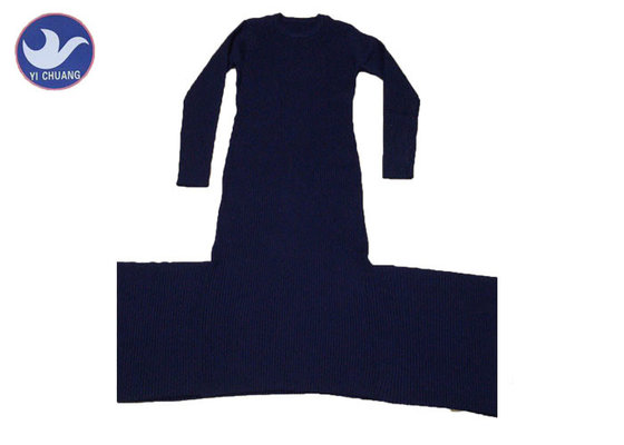 Full Rib Women Knitted Dress Stylish 2 Side Panel Set In Crew Neck Long Sleeves