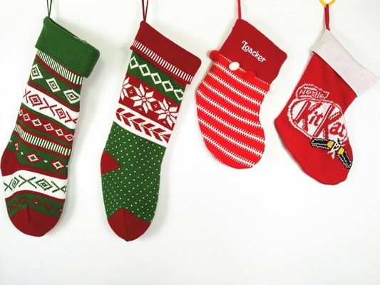 Christmas Knitted Stocking Decorative Christmas Accessory Reindeer Snowflake Patterns