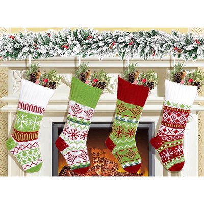 Knitted Christmas Stockings Home Decoration Candy Bag Ornament Christmas Socks