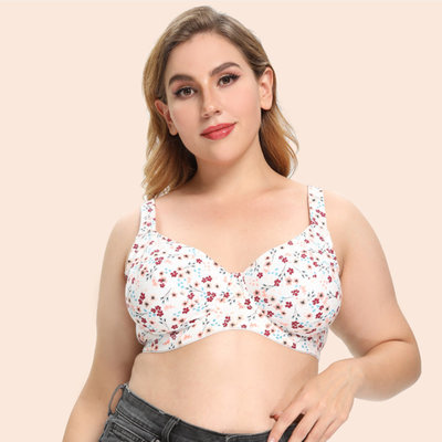 80CDEF-115CDEF Lingerie Bras For Fat Women Printed Soft Cotton Big Size Bra