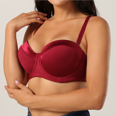 75D-100D Half Cup Sexy Mature Plus Size Bra Women Convertible Straps Push Up Antislip Strapless Bras