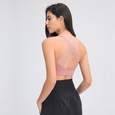 Fashion Cross Tapes Back High Impact Push Up Unique Sports Bra Gym Wear Women