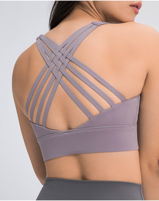Fashion Cross Tapes Back High Impact Push Up Unique Sports Bra Gym Wear Women