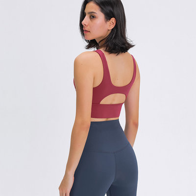 Lady Sexy Hollow Back High Quality Full Support Push Up Sports Bra High Sport Bra Yoga