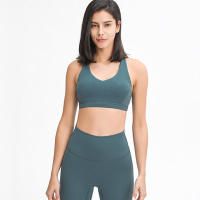 High Quality Wholesale Racer Back V Neck Sports Bra Custom Logo Gym Bras Sports Yogawear