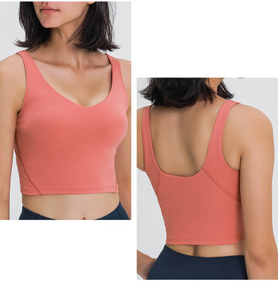 Fashion V Neck U Back Padded Vest Sports Bra Shockproof Yogawear Woman Sportwear
