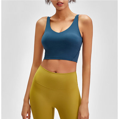 Fashion V Neck U Back Padded Vest Sports Bra Shockproof Yogawear Woman Sportwear