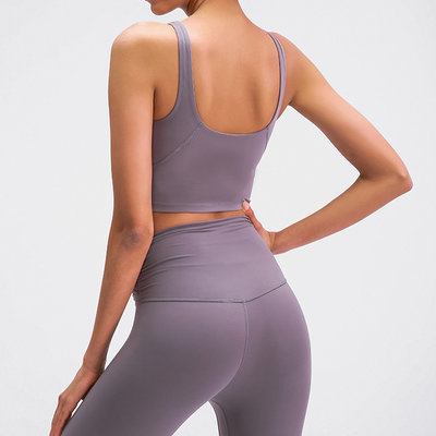 Fashion V Neck U Back Padded Vest Sports Bra Shockproof Yogawear Woman Sportwear