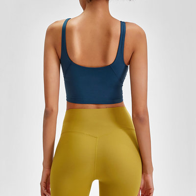 Fashion V Neck U Back Padded Vest Sports Bra Shockproof Yogawear Woman Sportwear