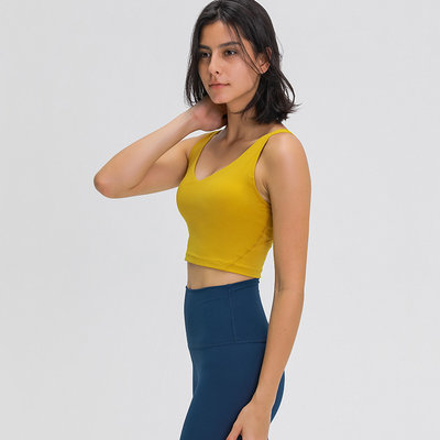 Fashion V Neck U Back Padded Vest Sports Bra Shockproof Yogawear Woman Sportwear