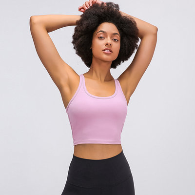 Low Price High Quality Custom Logo Y Back Padded Sport Tank Camisoles Workout Gym Fitness Wear