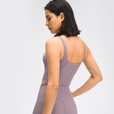 High Stretch Ribs Sweat-Wicking Gym Vests Womens Sportwear 2021 Slim Yoga Vest