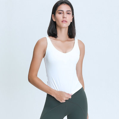 Lulu High-Intension V Neck U Back Chest Padded Vest Sport Gymwear Woman Yogawear Workout Clothing
