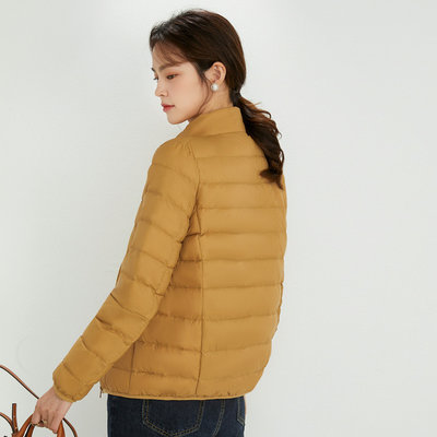 Wholesale Premium 90% White Duck Down Jacket Zip Up Solid Color Stand Collar Plus Size Light Women's Down Coat