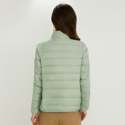 Wholesale Premium 90% White Duck Down Jacket Zip Up Solid Color Stand Collar Plus Size Light Women's Down Coat