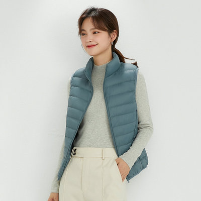 Wholesale Zipper Up Stand Collar Plus Size Premium 90% White Duck Down Vest Lightweight Women's Puffer Vest