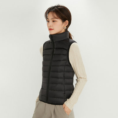 Wholesale Zipper Up Stand Collar Plus Size Premium 90% White Duck Down Vest Lightweight Women's Puffer Vest