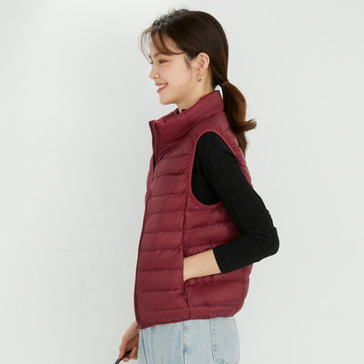 Wholesale Zipper Up Stand Collar Plus Size Premium 90% White Duck Down Vest Lightweight Women's Puffer Vest