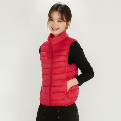Wholesale Zipper Up Stand Collar Plus Size Premium 90% White Duck Down Vest Lightweight Women's Puffer Vest
