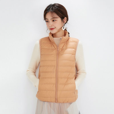 Wholesale Zipper Up Stand Collar Plus Size Premium 90% White Duck Down Vest Lightweight Women's Puffer Vest
