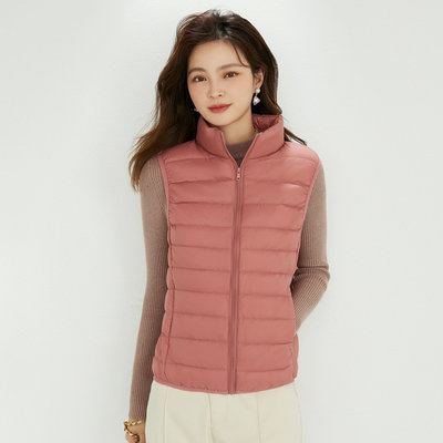 Wholesale Zipper Up Stand Collar Plus Size Premium 90% White Duck Down Vest Lightweight Women's Puffer Vest