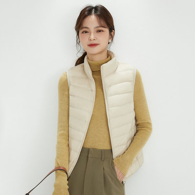 Wholesale Zipper Up Stand Collar Plus Size Premium 90% White Duck Down Vest Lightweight Women's Puffer Vest