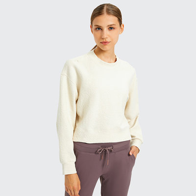 Autumn Winter Gym Crop Top Crew Neck Cotton Pullover Sportwear Cropped Sweatshirts Women