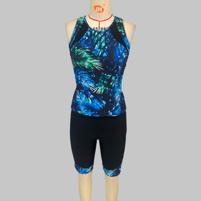 Good Quality Swim Clothes Womens Swim Suits Racer Back Printing Tankini Vest Shorts Swimwear Sets