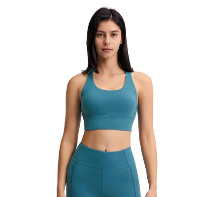 New Design Removable Pads Mesh Triangle Beauty Back Womens High Support Sports Bra Top Fitness 2022