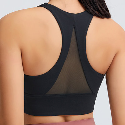 New Design Removable Pads Mesh Triangle Beauty Back Womens High Support Sports Bra Top Fitness 2022