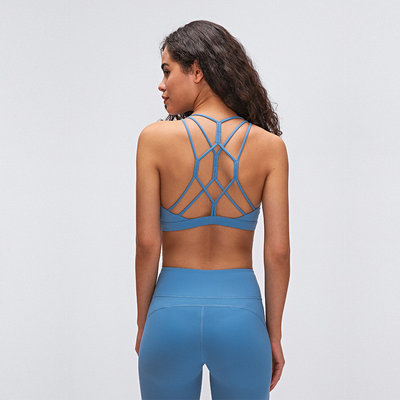 Fitness Sexy Lulu Cross Back Padded Custom Logo Workout Women's Solid Color Sports Bra Top